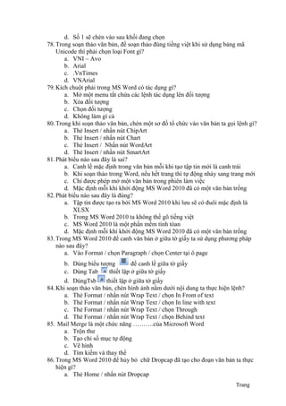 Đề Cương Ôn Tập Tin Học Ứng Dụng (Có Đáp Án) | PDF