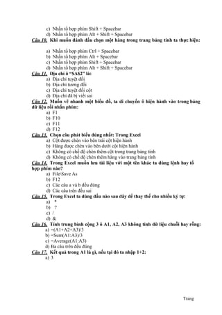 Đề Cương Ôn Tập Tin Học Ứng Dụng (Có Đáp Án) | PDF