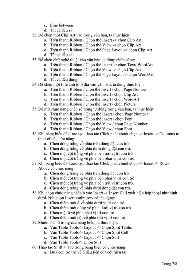 Đề Cương Ôn Tập Tin Học Ứng Dụng (Có Đáp Án) | PDF