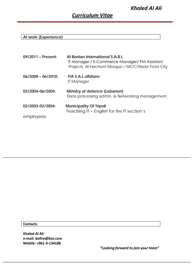 Khaled Al Ali-CV | PDF | Computing | Technology & Computing