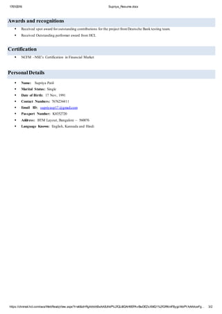 Supriya_Resume | DOCX | Computer Software and Applications | Computing