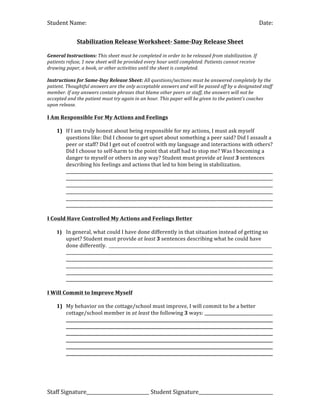 Stabilization Release Worksheet | PDF | Educational Assessment | Education