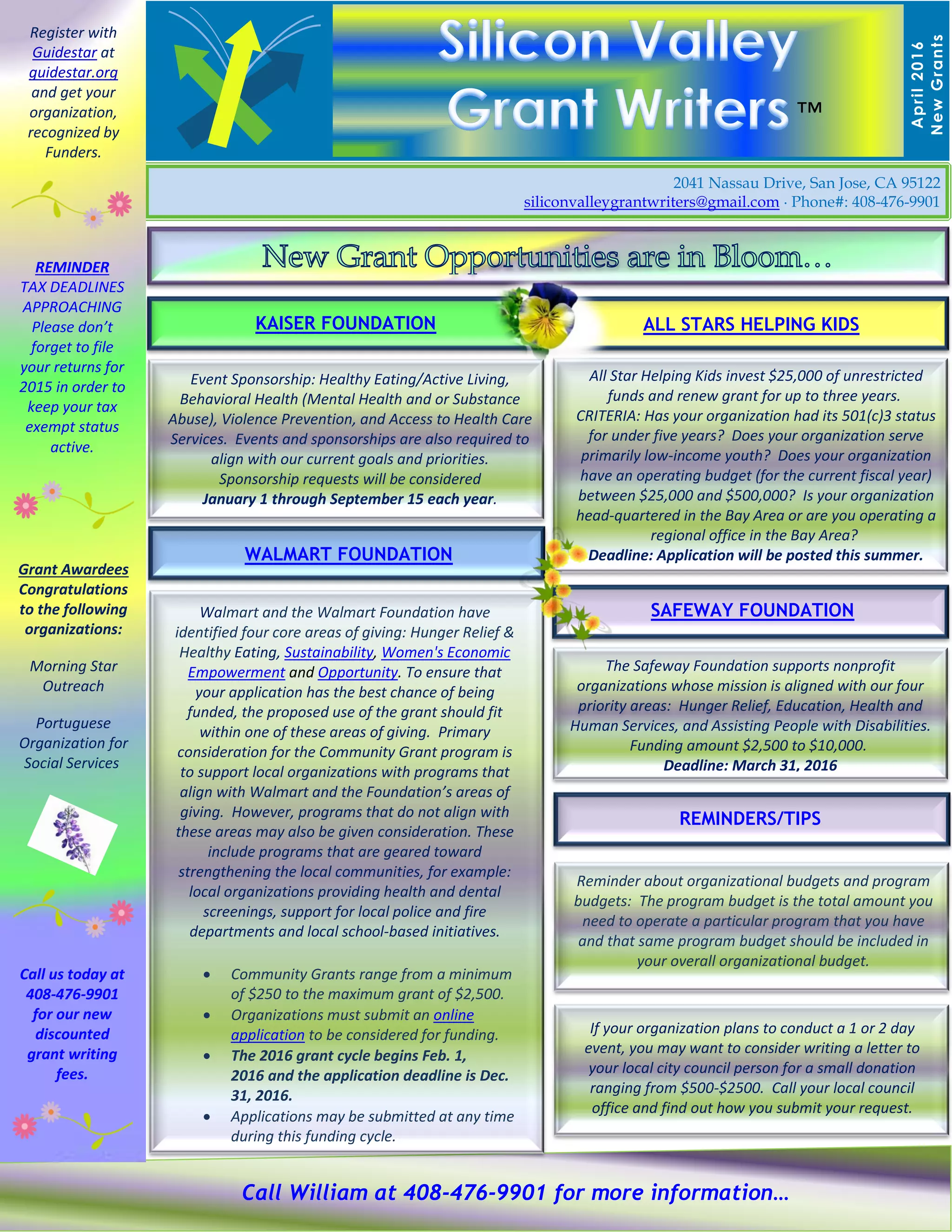 New Grants Newsletter_033116rev | PDF