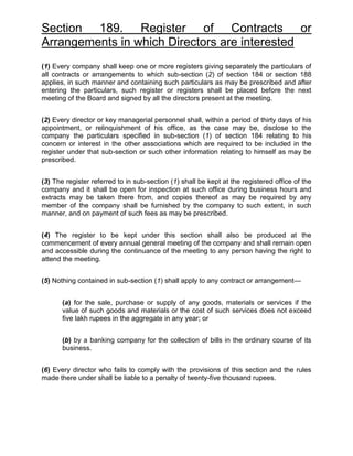 Section 188, 184 & 189 Related Party Transacions & Rules | PDF