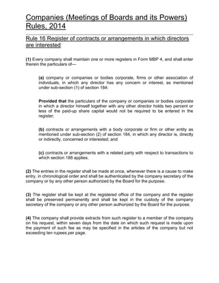 Section 188, 184 & 189 Related Party Transacions & Rules | PDF