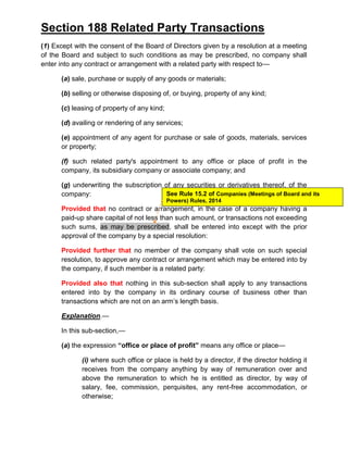 Section 188, 184 & 189 Related Party Transacions & Rules | PDF