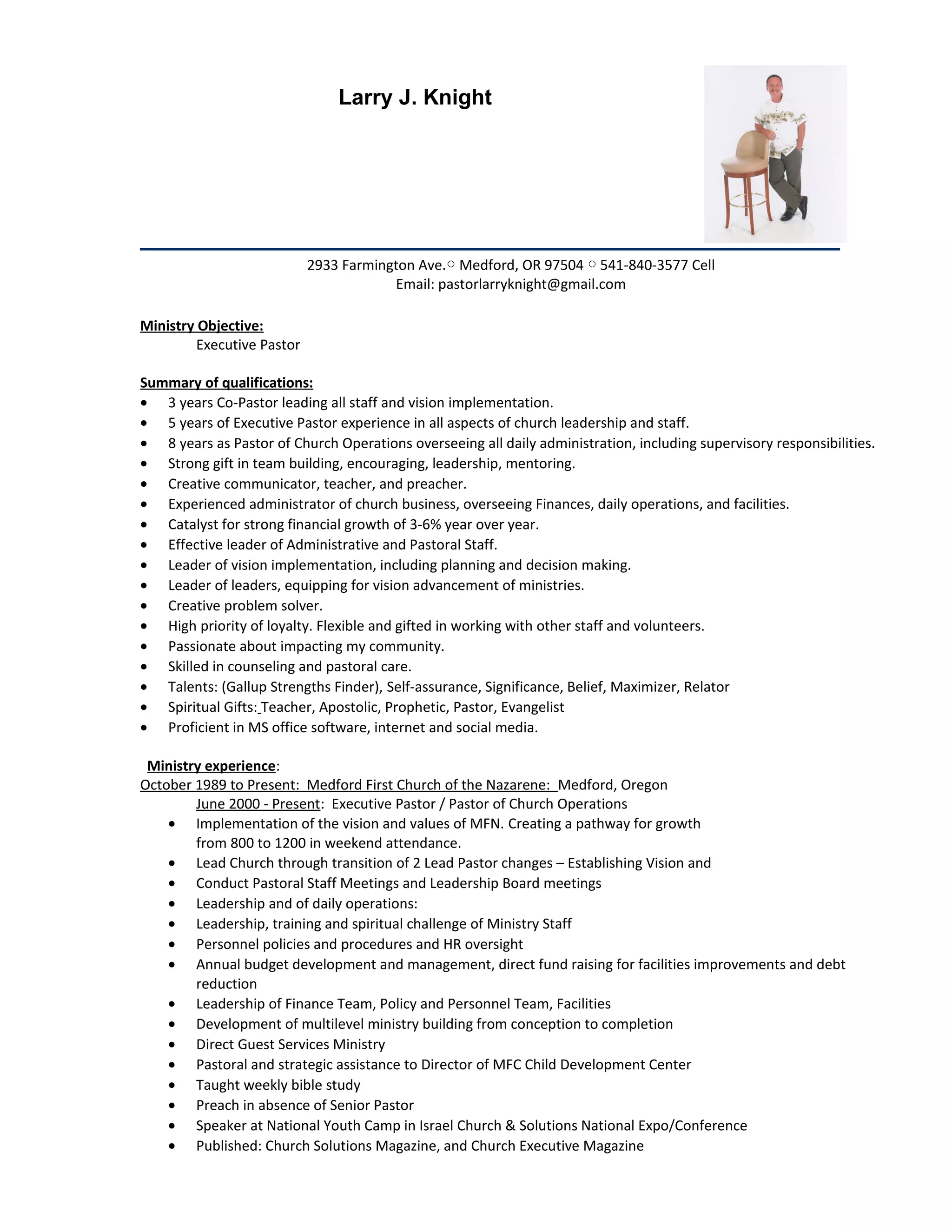 Resume Larry Knight (6-16) | DOC