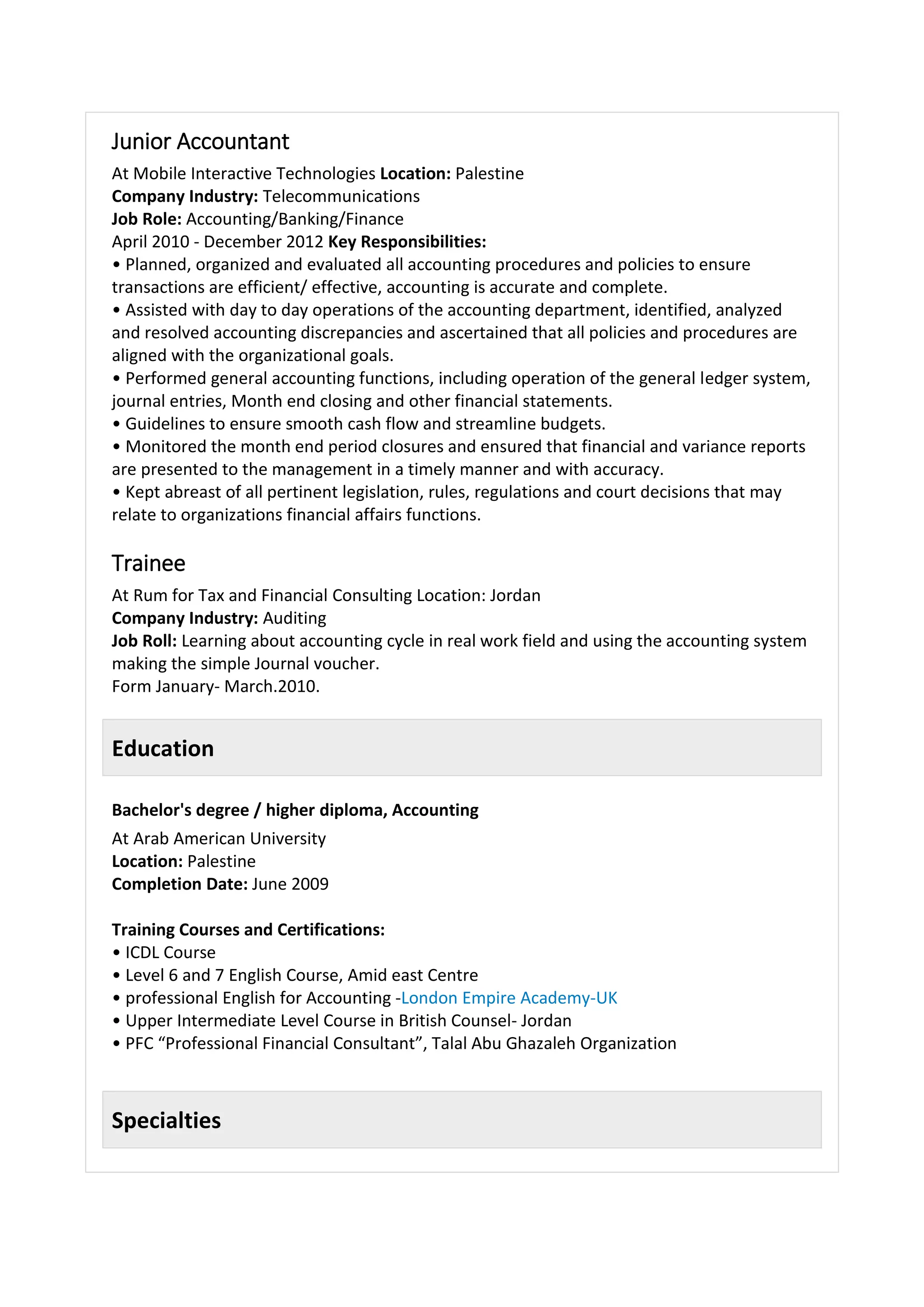 Hisham Saba'neh CV. | PDF