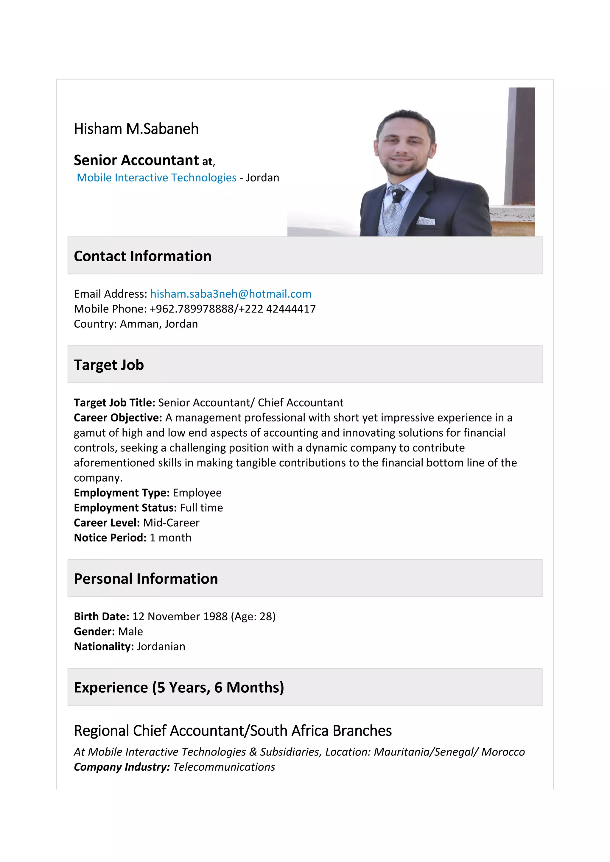 Hisham Saba'neh CV. | PDF