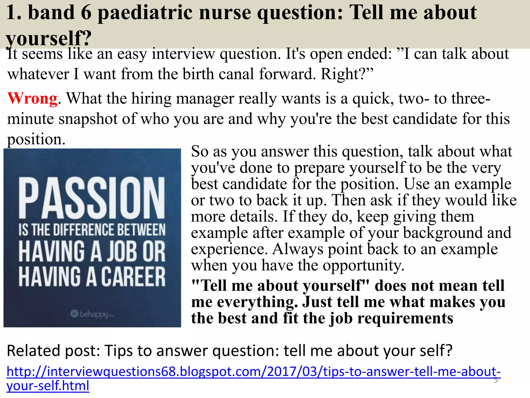 40 band 6 paediatric nurse interview questions and answers pdf | PPTX