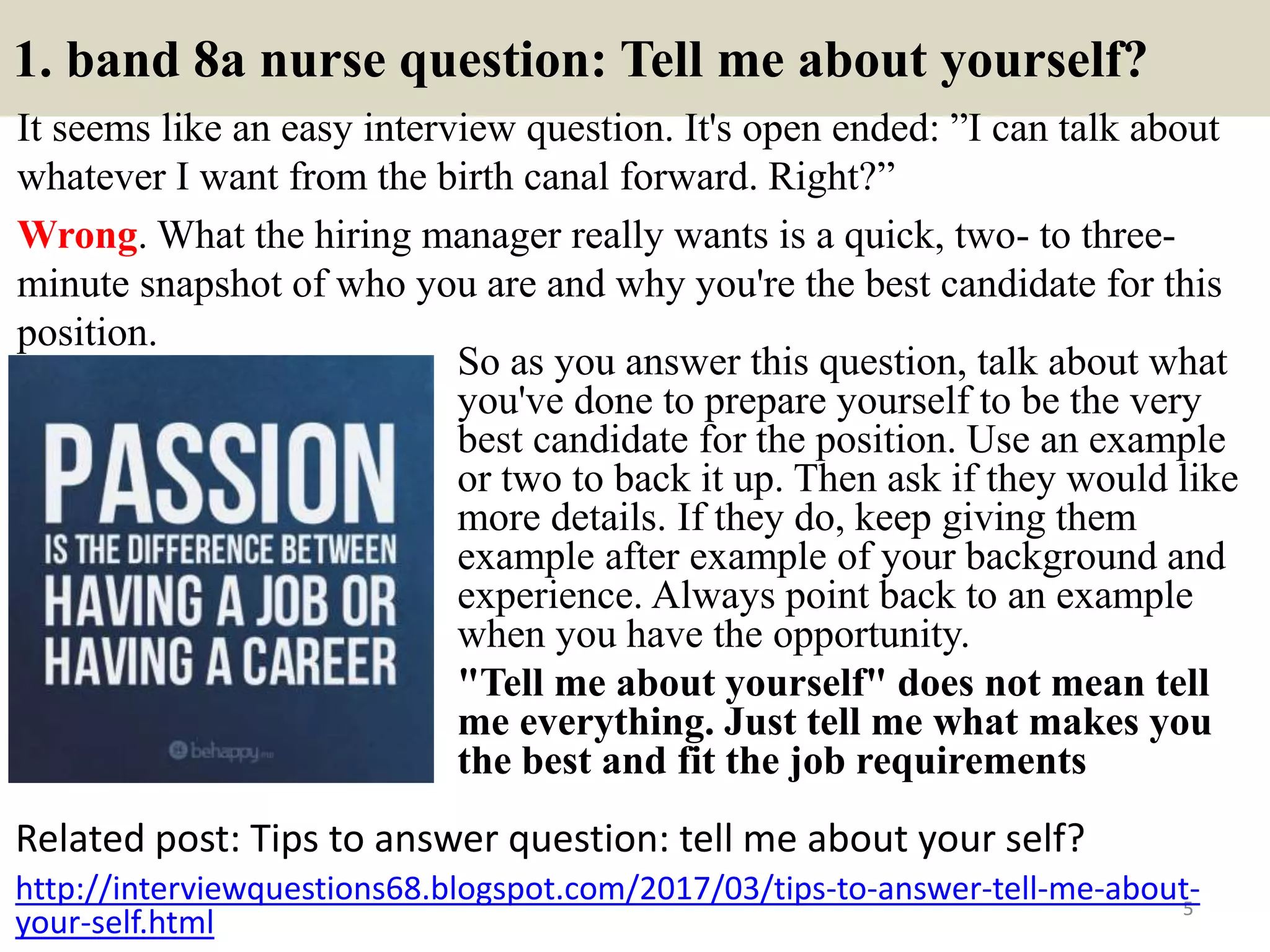 40 band 8a nurse interview questions and answers pdf | PPTX