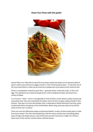 Know Your Pasta with this guide | PDF