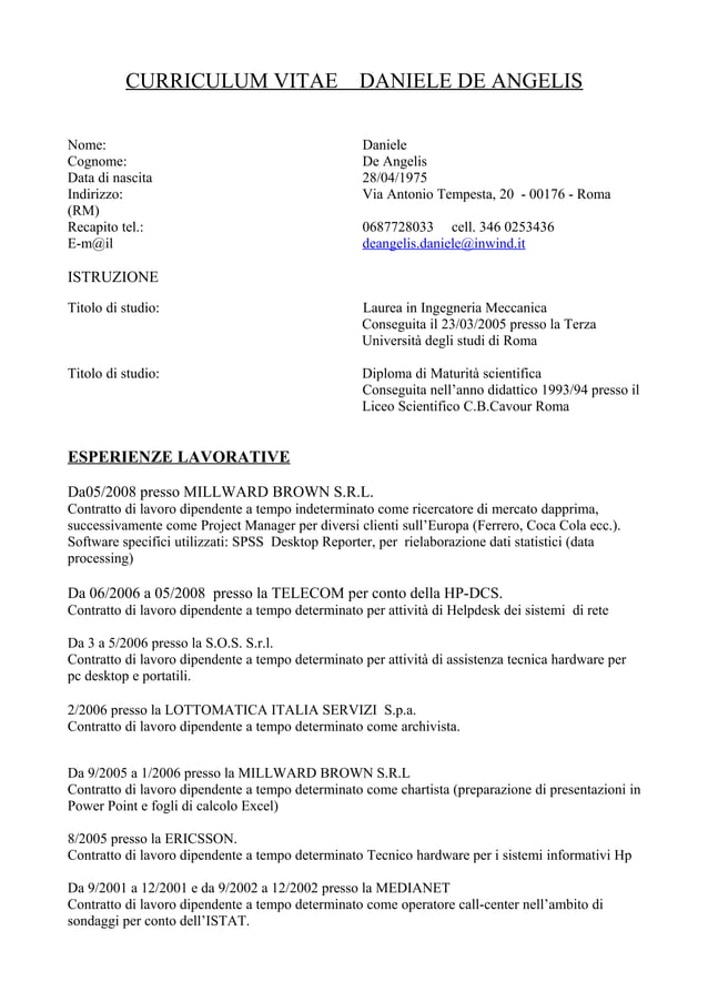 CURRICULUM_VITAE_DANIELE | DOC | Computing | Technology & Computing