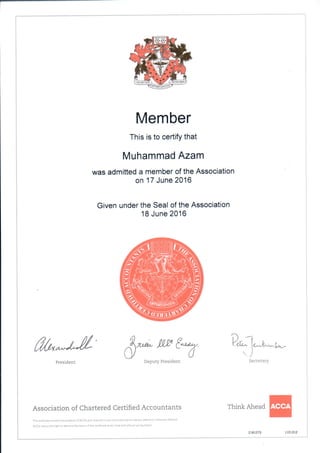ACCA Membership certificate | PDF