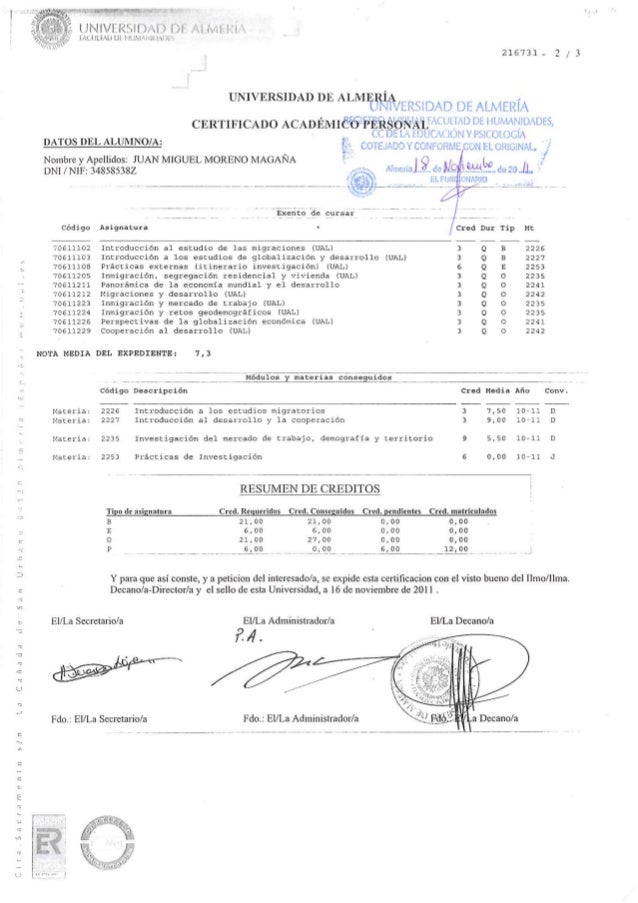 Certificado Academico Personal
