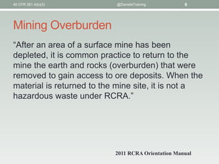 40 cfr 261.4(b)(3) mining overburden | PPTX