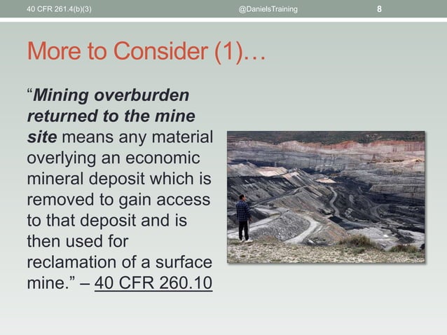 40 cfr 261.4(b)(3) mining overburden | PPT