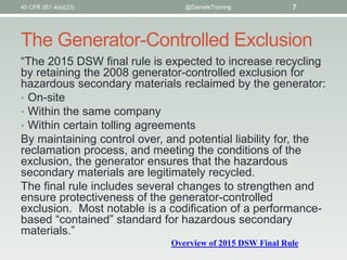 40 cfr 261.4(a)(23) Generator Controlled Exclusion | PPTX