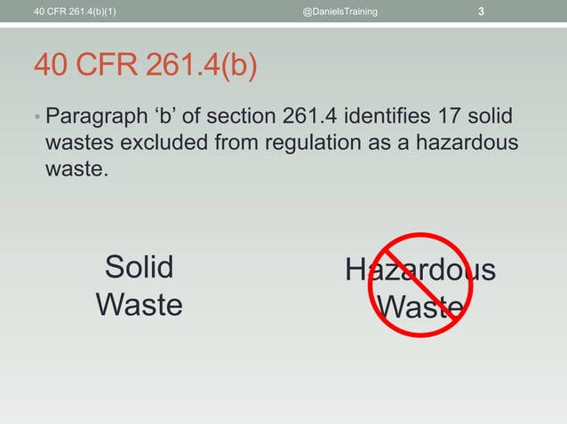 40 cfr 261.4(b)(1) - The Household Hazardous Waste Exclusion | PPT