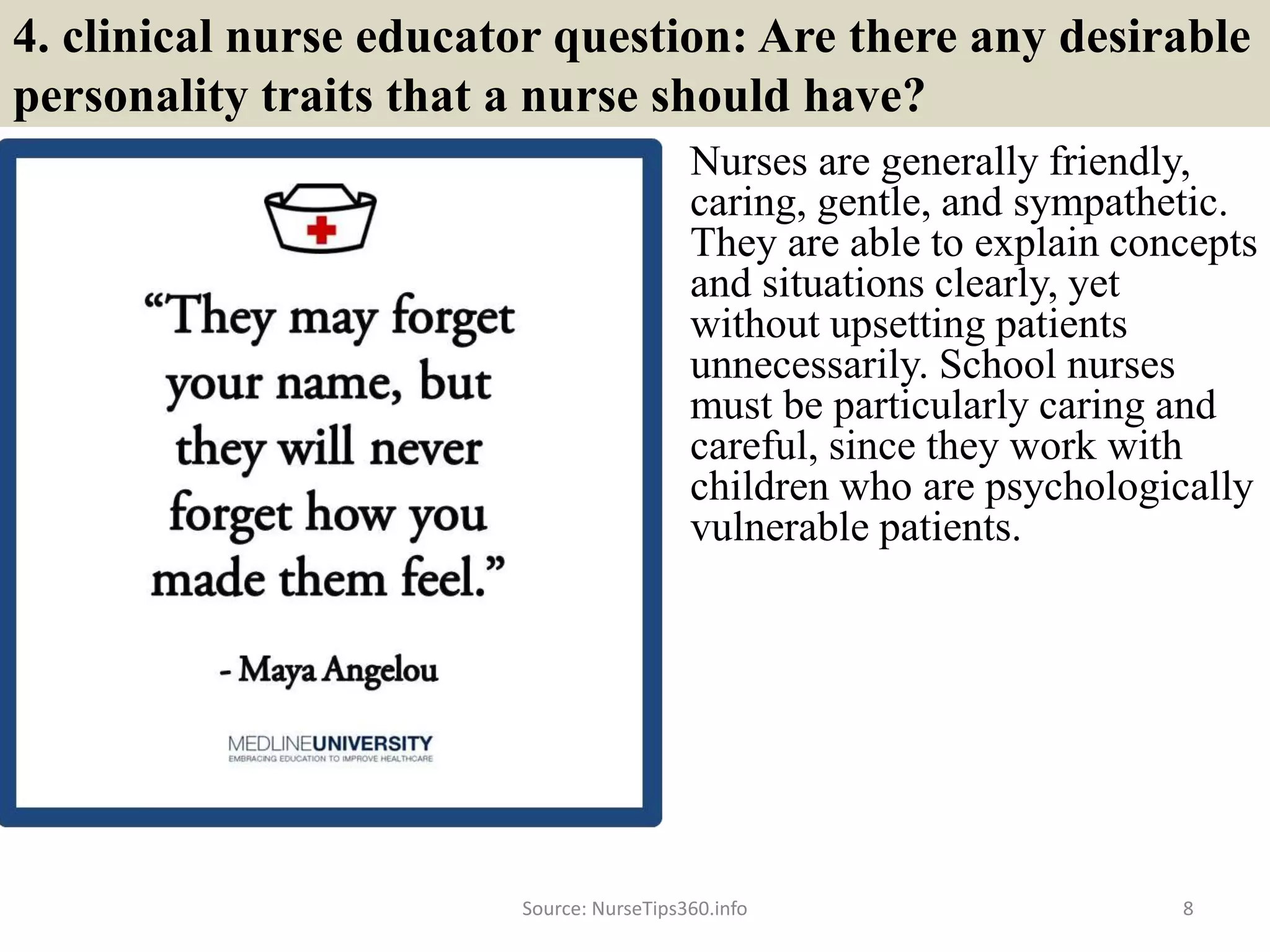 40 clinical nurse educator interview questions and answers pdf | PPTX