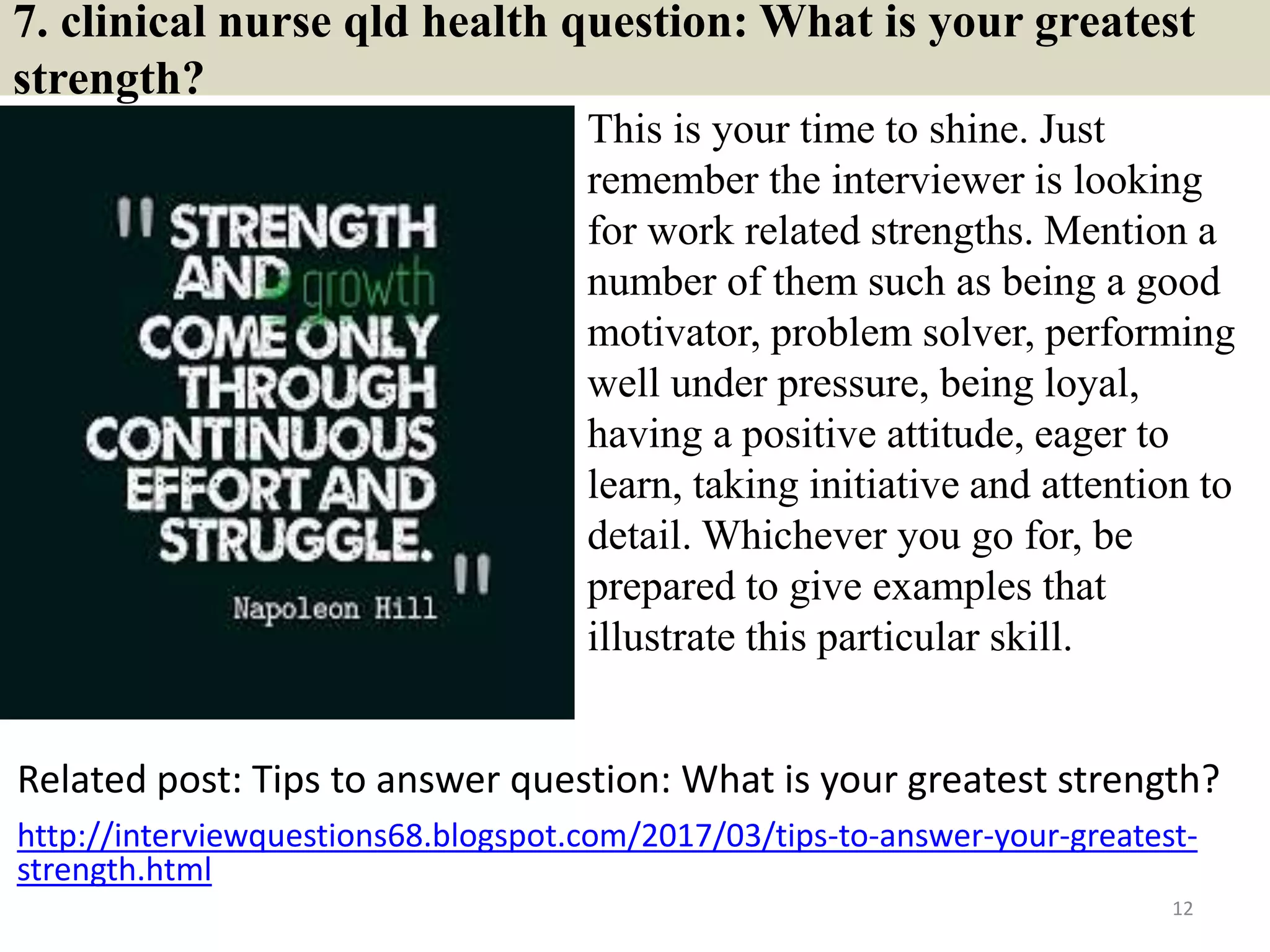 40 clinical nurse qld health interview questions and answers pdf | PPTX