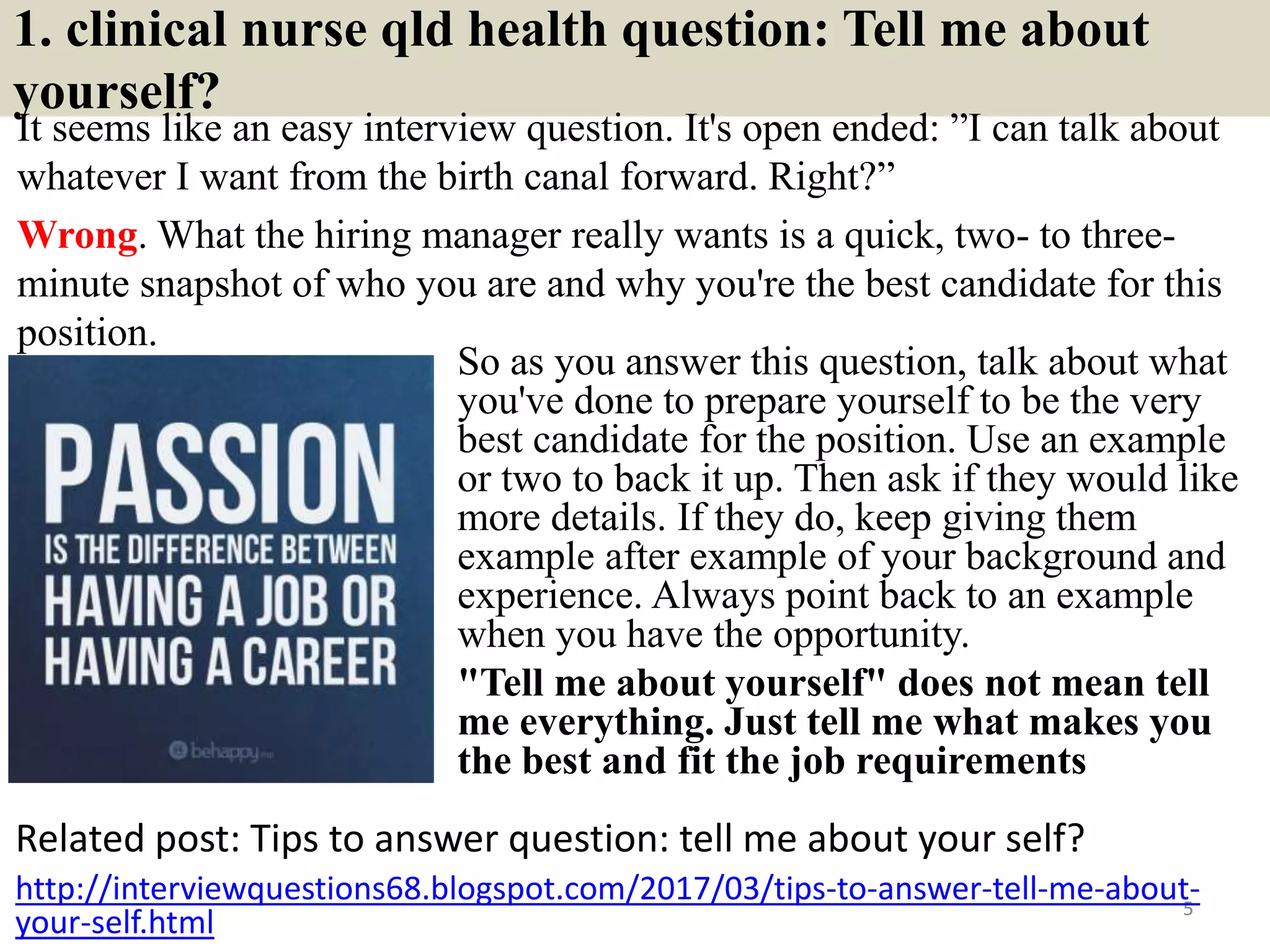 40 clinical nurse qld health interview questions and answers pdf | PPTX