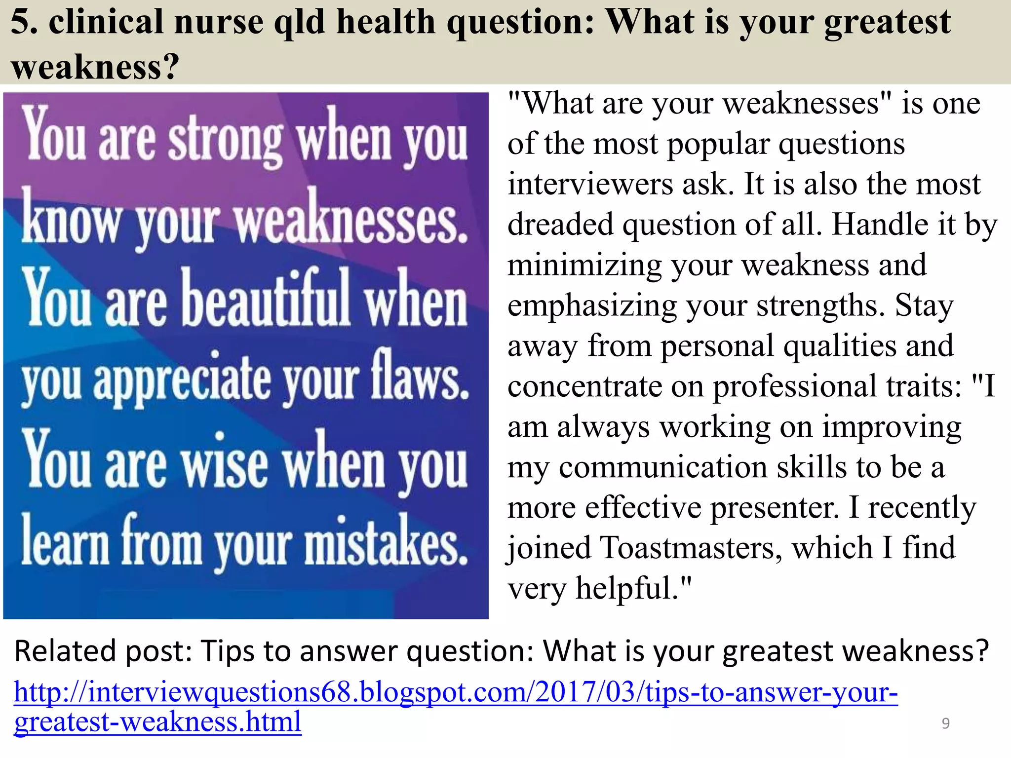 40 clinical nurse qld health interview questions and answers pdf | PPTX