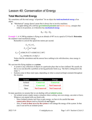 conservation of energy mechanical engineering | PDF