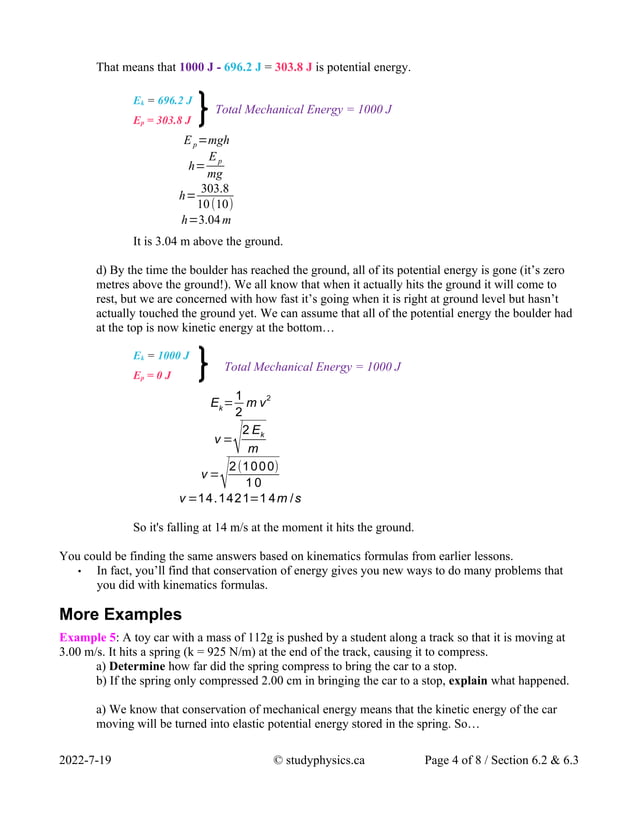 conservation of energy mechanical engineering | PDF