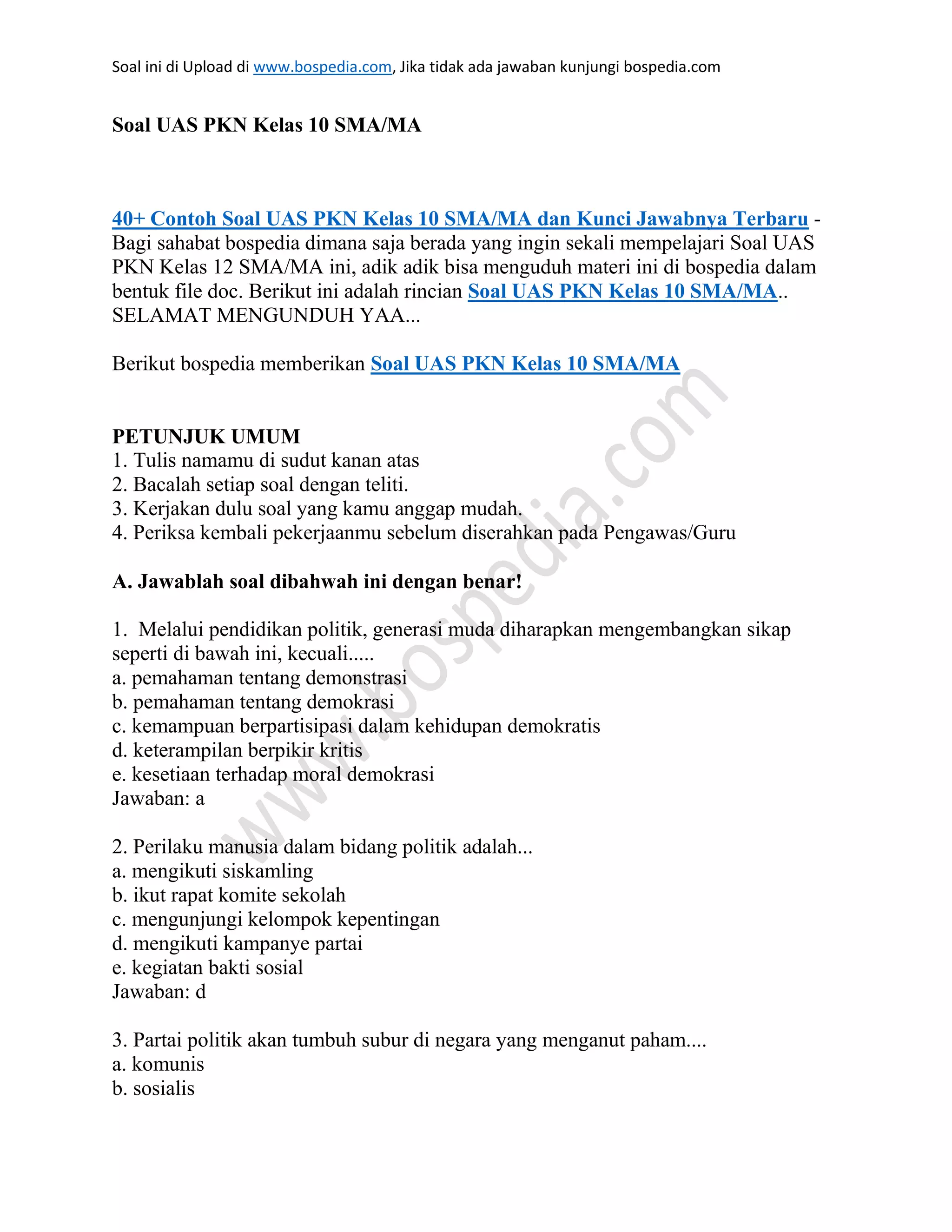 40+ Contoh Soal UAS PKN Kelas 10 SMA MA dan Kunci Jawabnya.docx