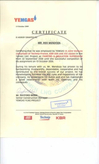 yemgas cert | PDF