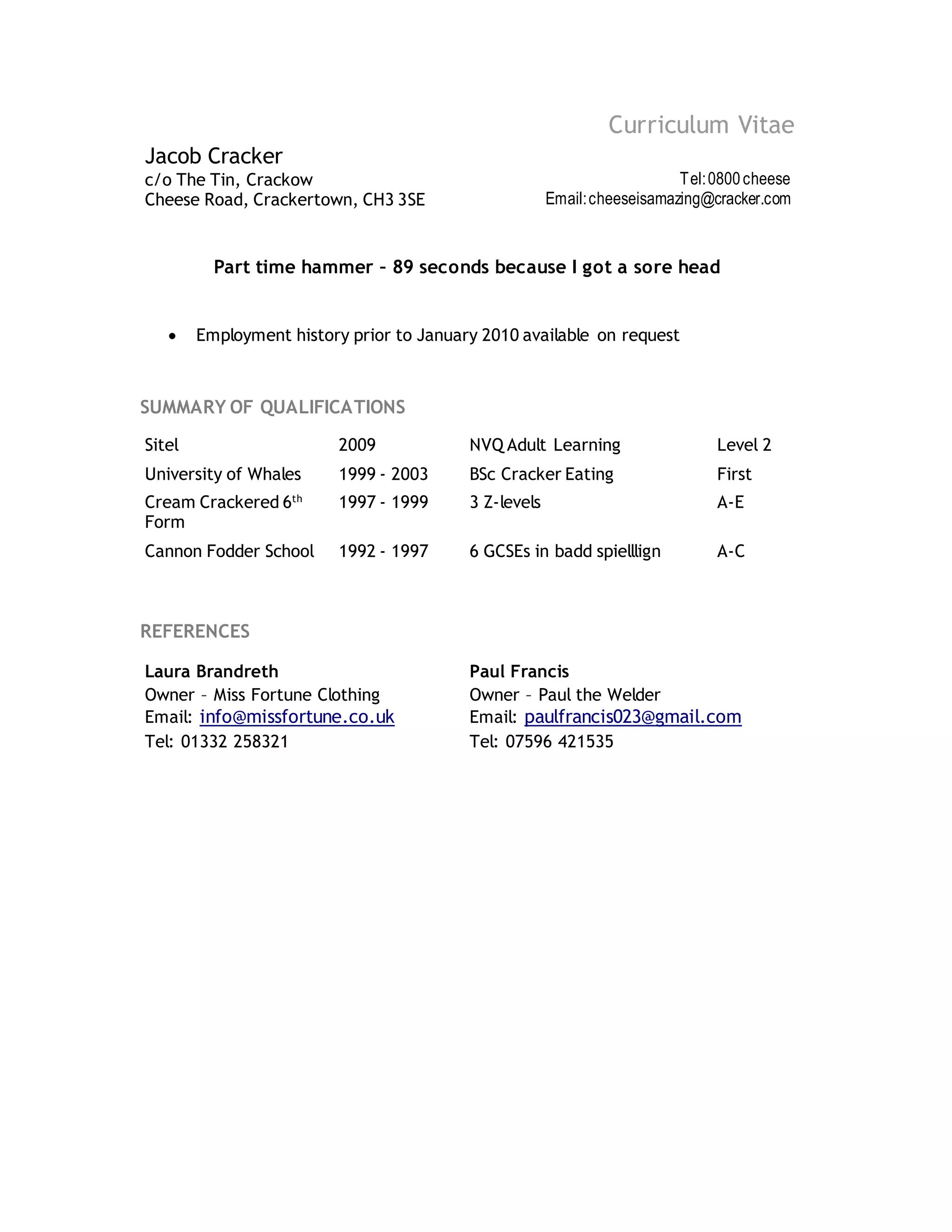 CV - CRACKER, Jacob | PDF