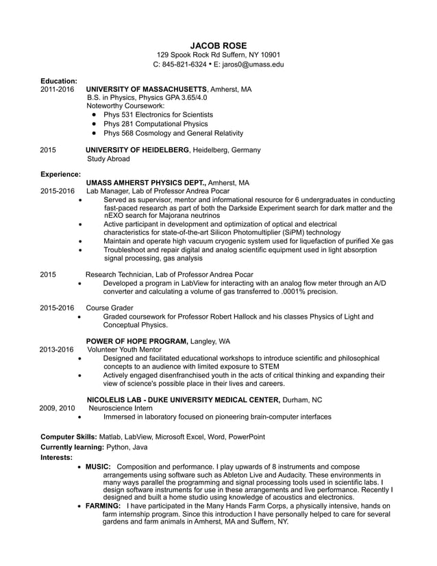 Jacob Rose CV Aug 2016 | PDF