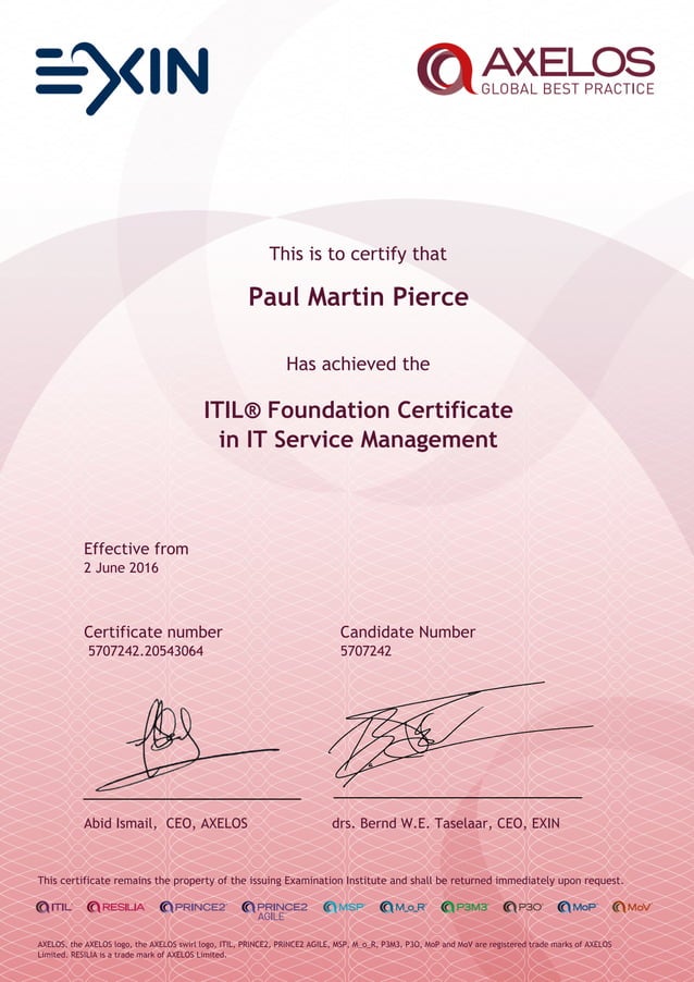 AXELOS ITIL Cert | PDF