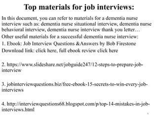 40 dementia nurse interview questions and answers pdf | PPTX