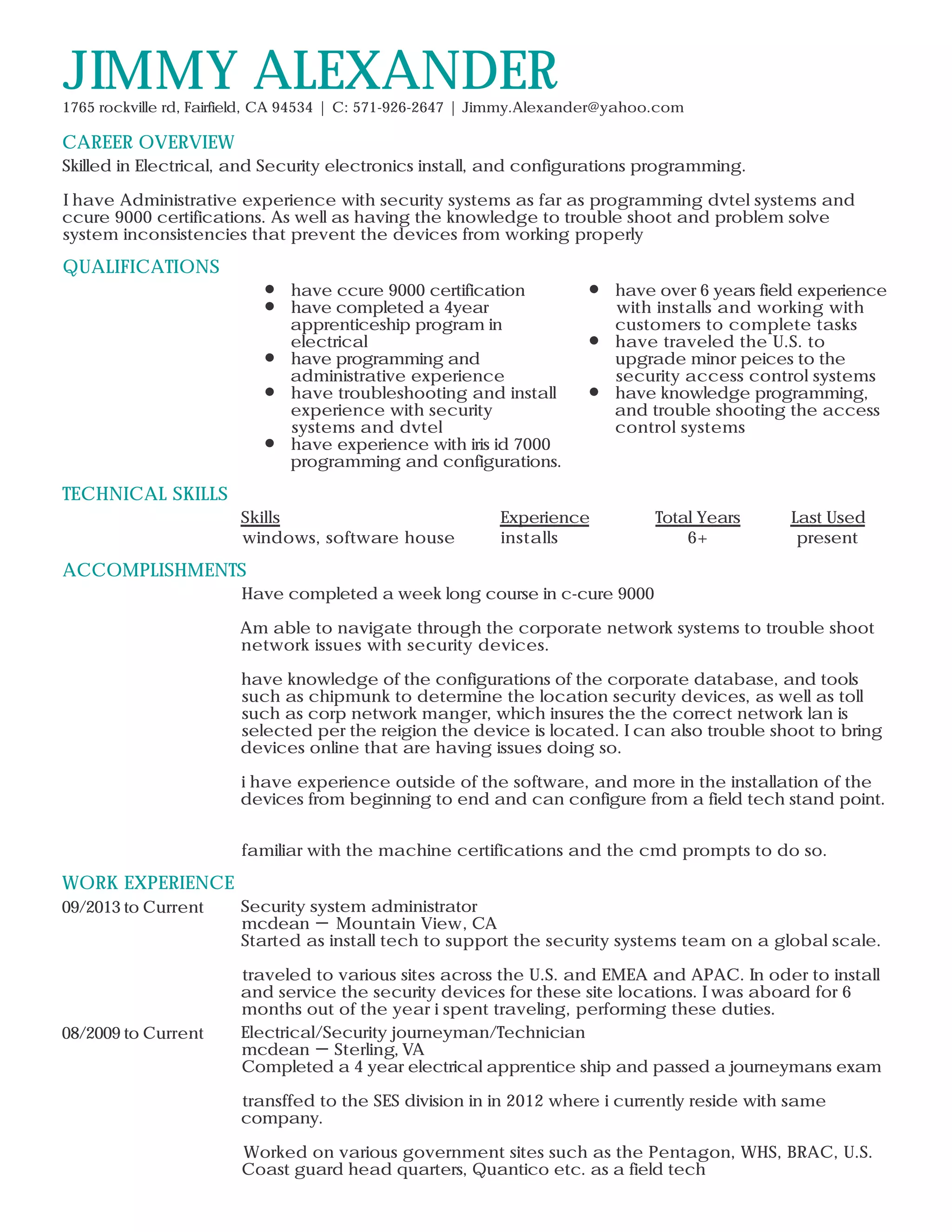 Jimmy Alexander Resume 1 | PDF