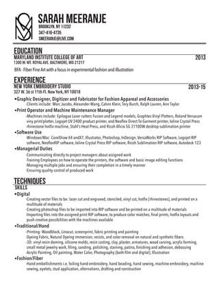 Sarah Meeranje Art Resume 2015-16 | PDF