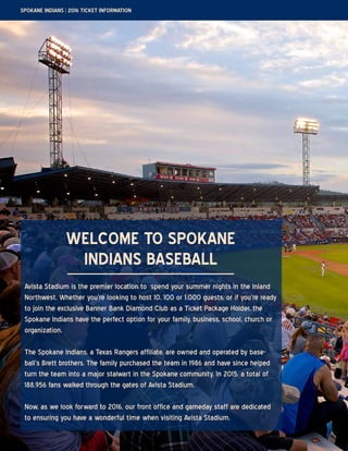 Spokane Indians Ticket Information Booklet | PDF