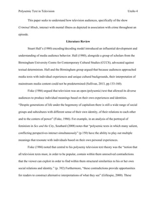 Polysemic Text in Television- How People Perceive Mental Illness in ...