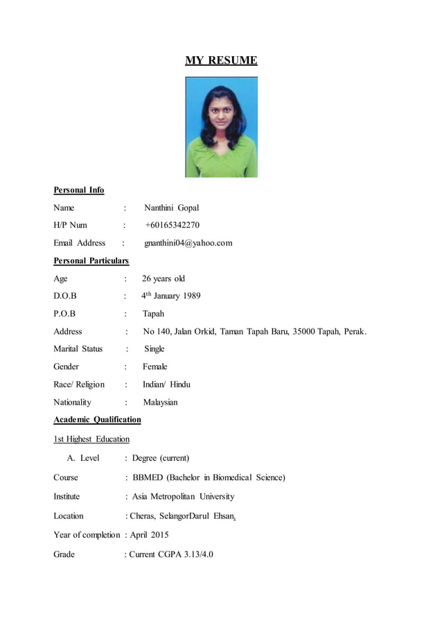 Nanthini Gopal resume | PDF