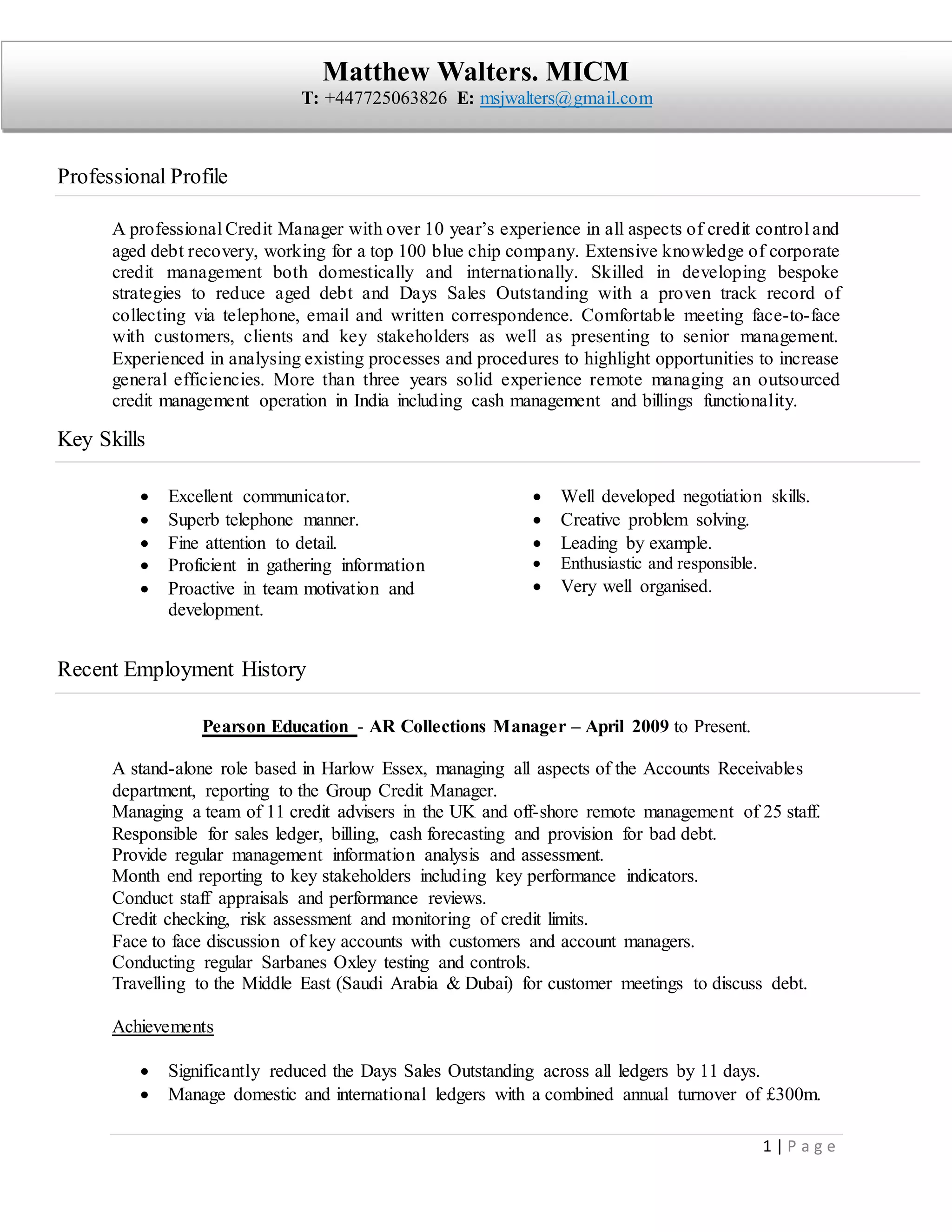 Matthew Walters CV | DOCX