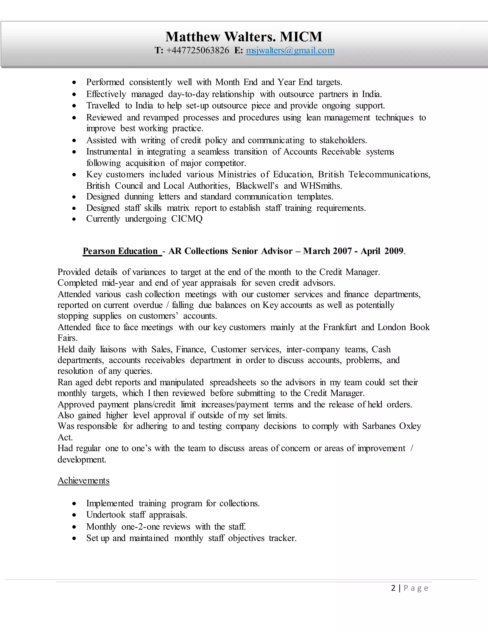 Matthew Walters CV | DOCX