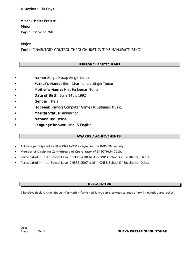 Surya Pratap Singh Tomar Resume | PDF