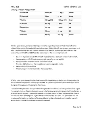 Dietary Analysis | DOCX