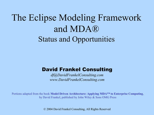 The Eclipse Modeling Framework And Mda Pdf
