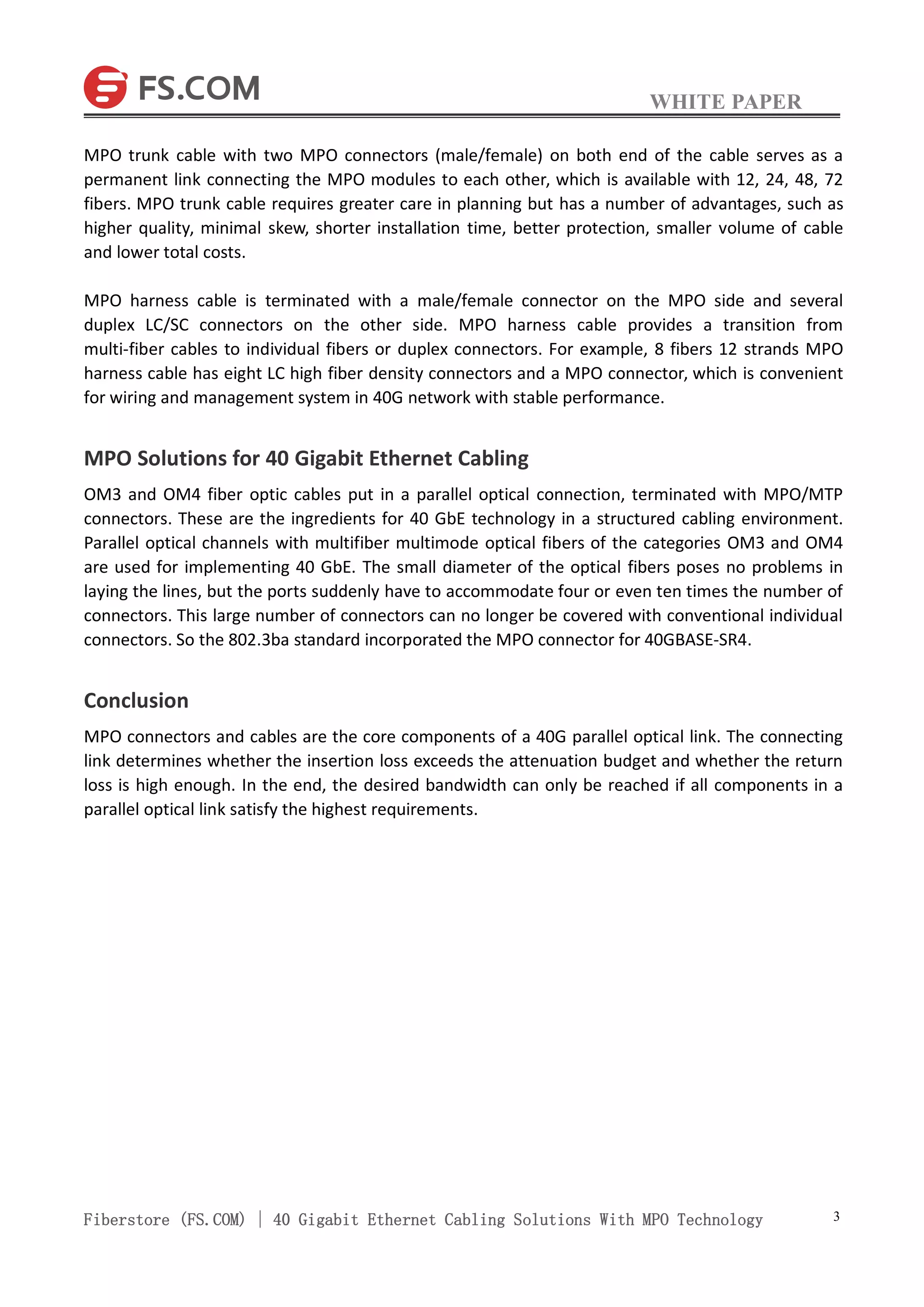 40 Gigabit Ethernet Cabling Solutions With MPO Technology | PDF