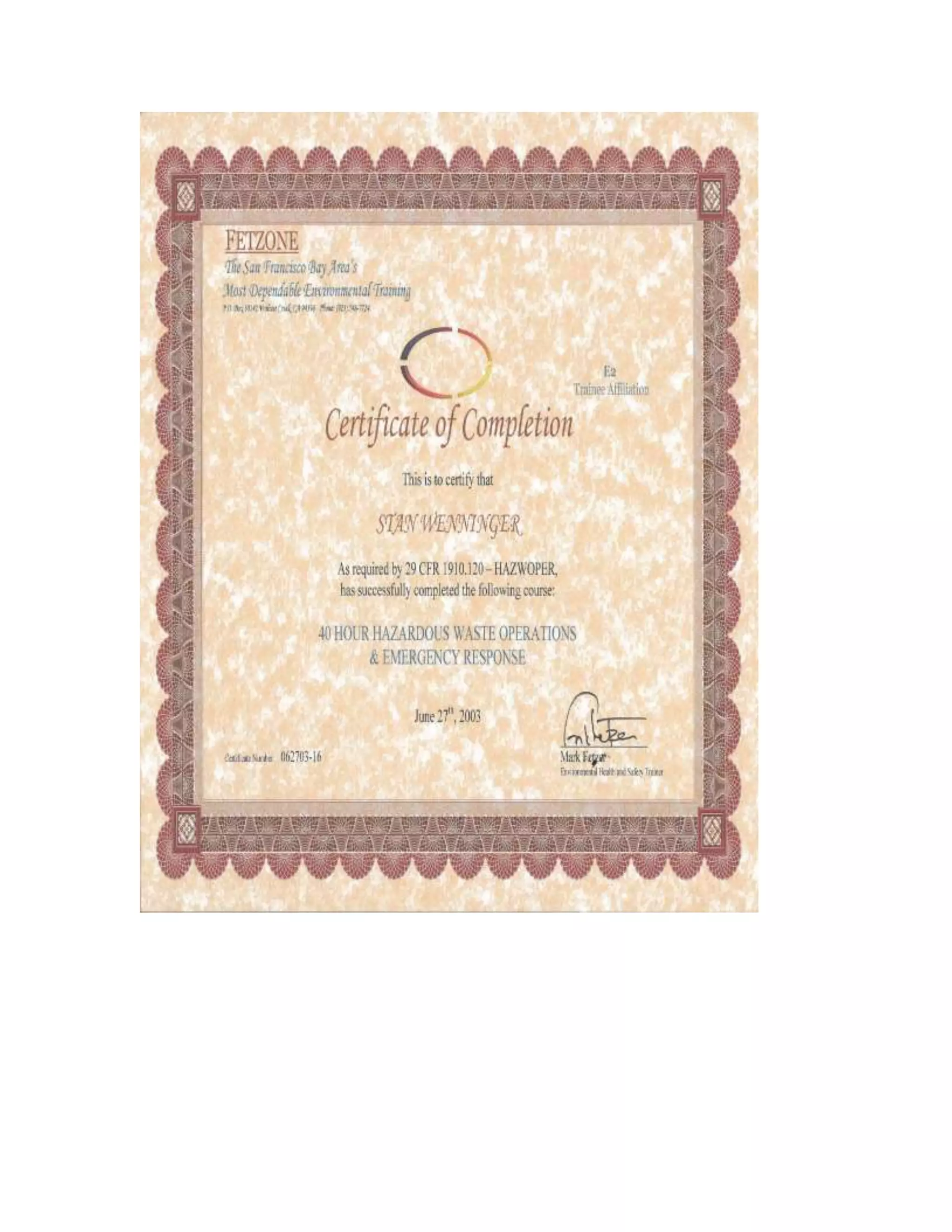 HAZWOPER 40hr Training | DOCX