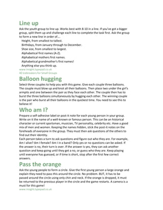 40 icebreakers for small groups | PDF