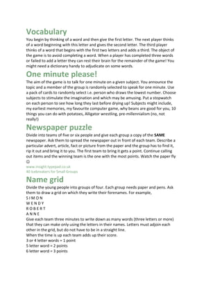 40 icebreakers for small groups | PDF