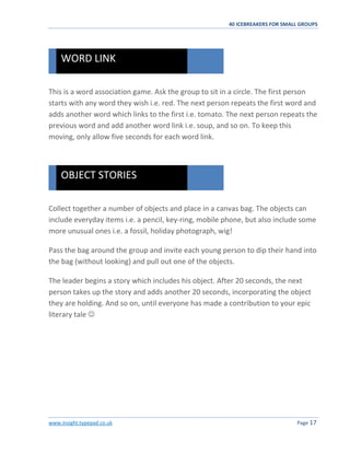 40 icebreakers for_small_groups | PDF